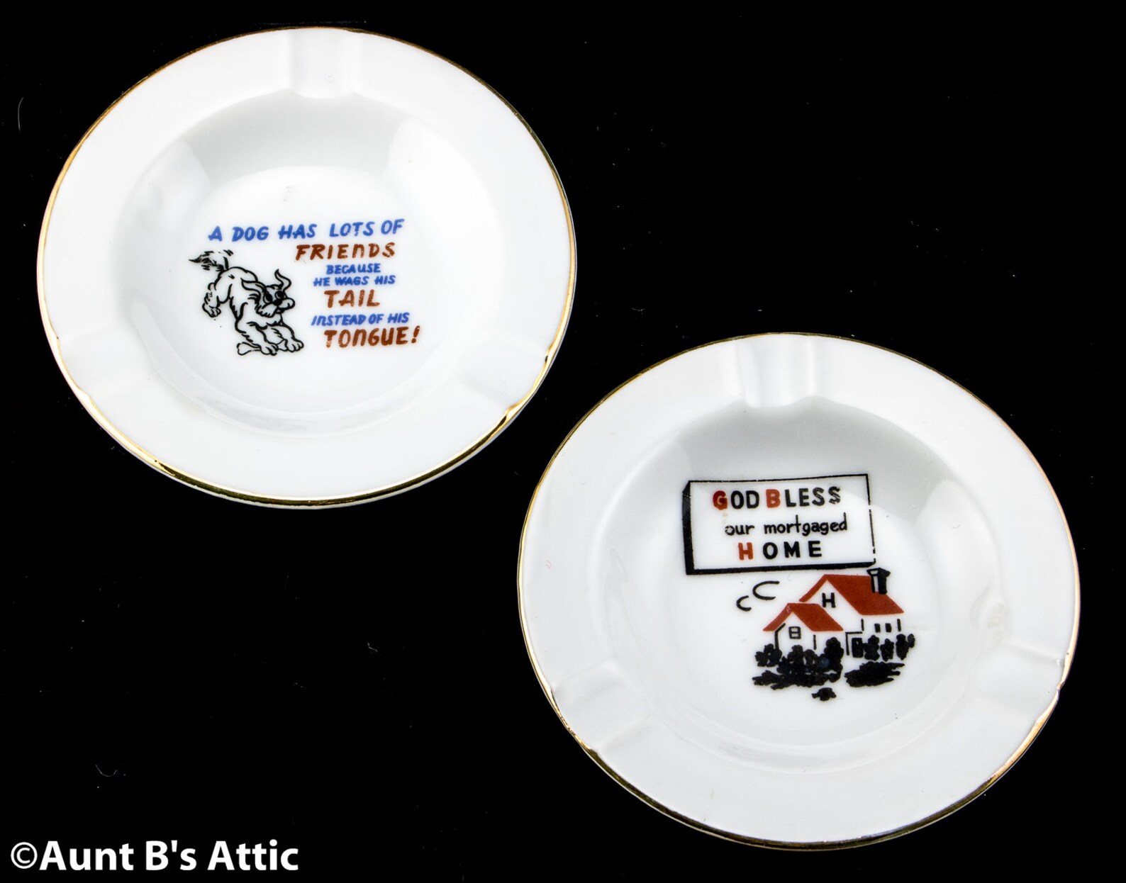 Ashtray Vintage Set of 2 Small Novelty Comic Phrase Japanese Made ...