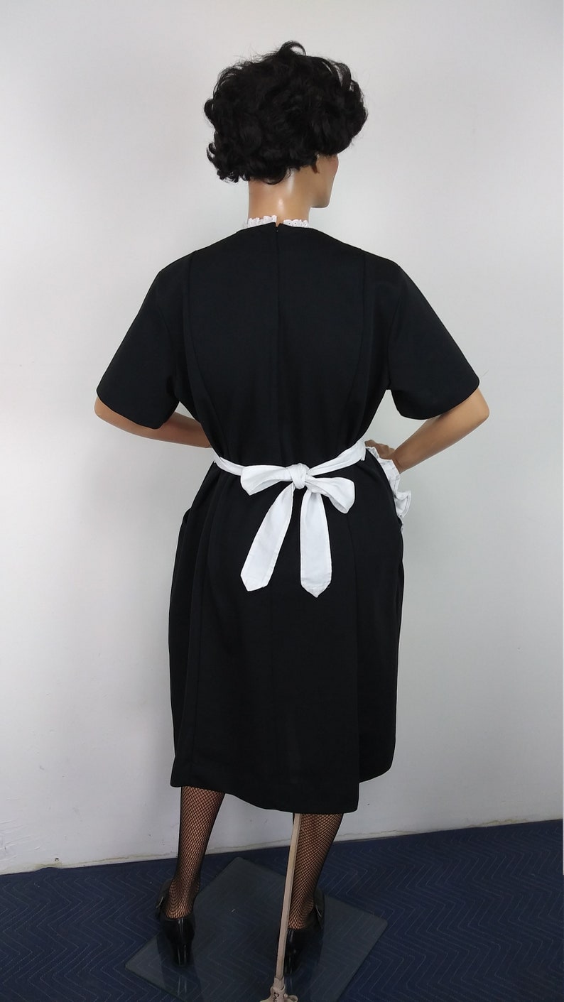 Maid/waitress Dress Vintage 4 Piece Black/white Dress Apron With 2 ...