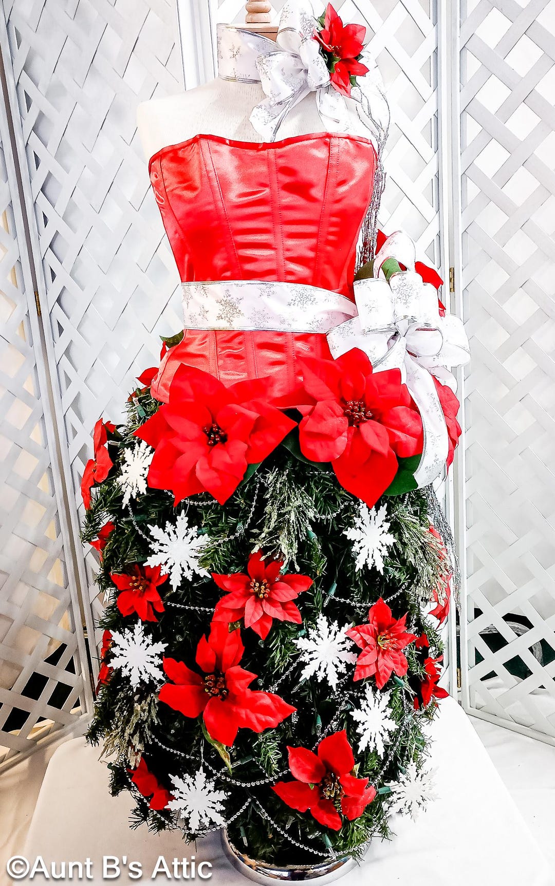 Handmade Lighted Dress Form Christmas Tree: Red Poinsettia & Corset ...