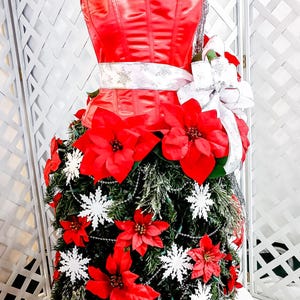 Handmade Lighted Dress Form Christmas Tree: Red Poinsettia & Corset ...