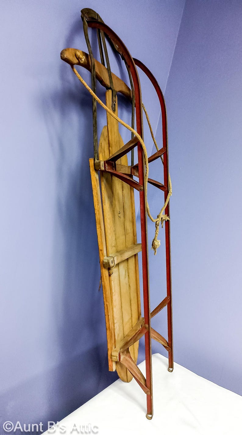 Vintage Fleetwing Racer Sled: 1950s Wood & Steel Snow Sled (45" Long ...