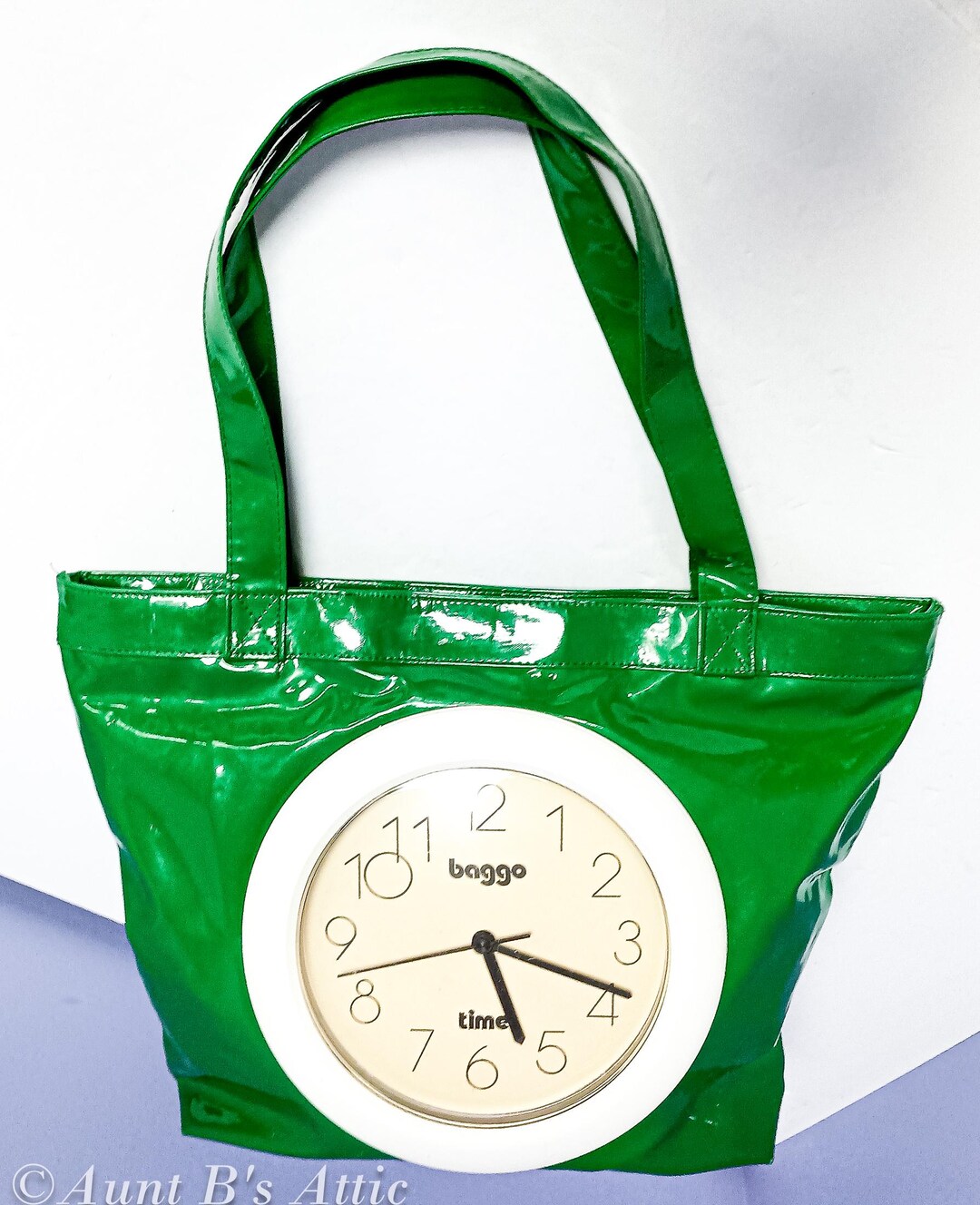 Awesome Rare Vtg 80's Green Clock Purse /tote Bag by Baggo Large Faux ...