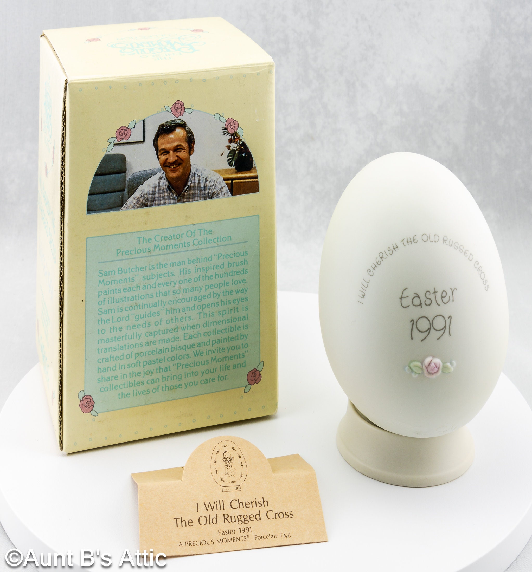 Precious Moments Vintage 1991 Porcelain Bisque Easter Egg With Box i ...
