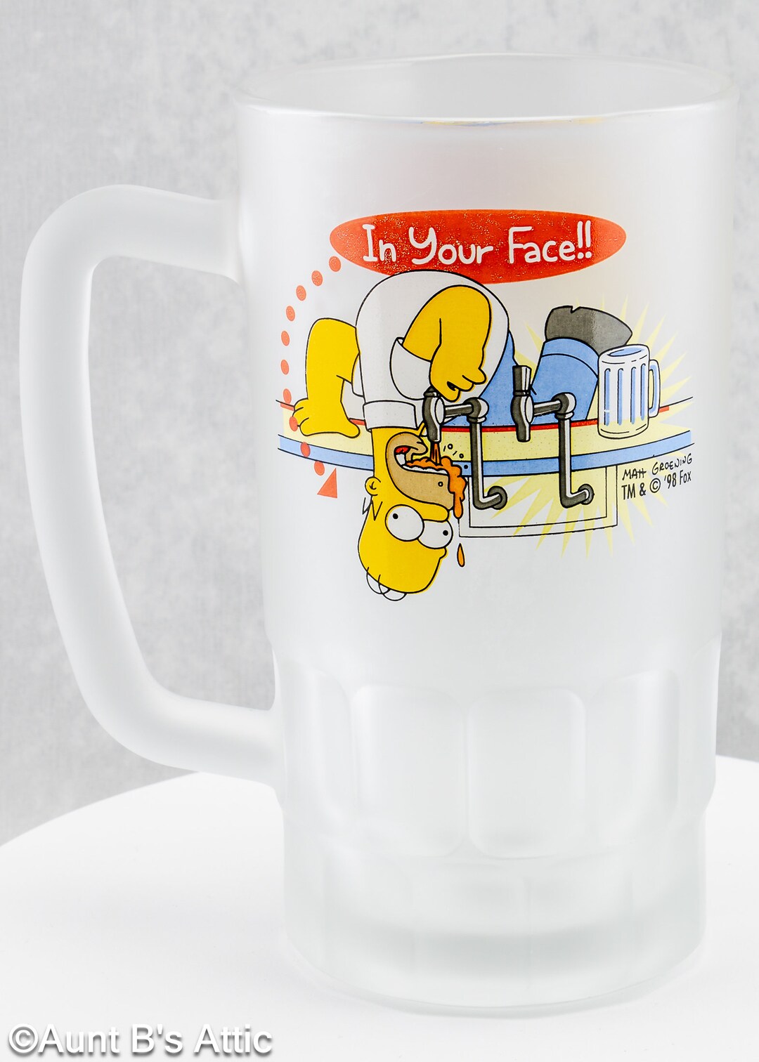 Homer Simpson Beer Mug Vintage 90's Heavy Frosted Glass 16oz Comical ...