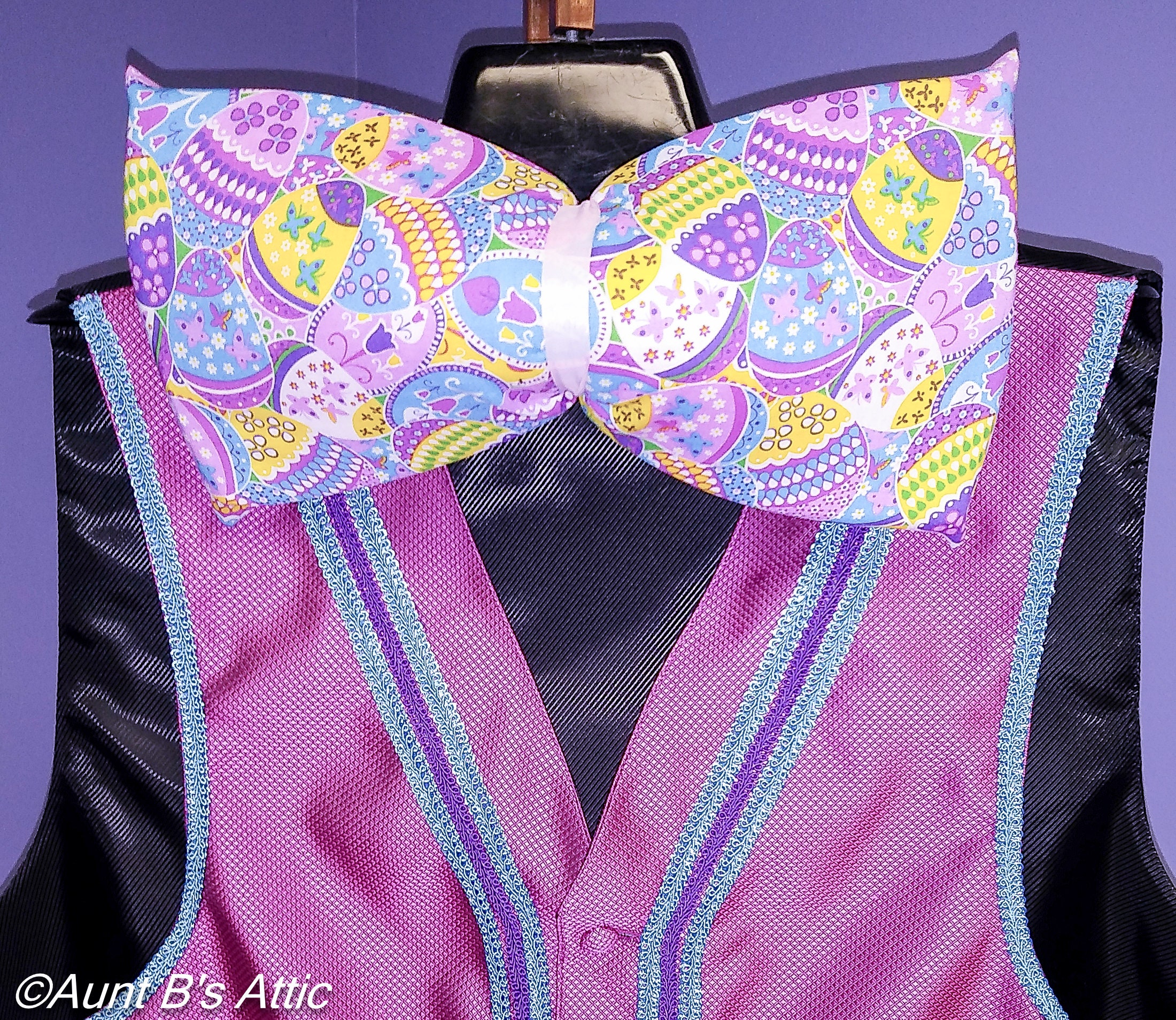 Easter Bunny Vest and Tie Raspberry Full Back Hand Decorated Mascot ...