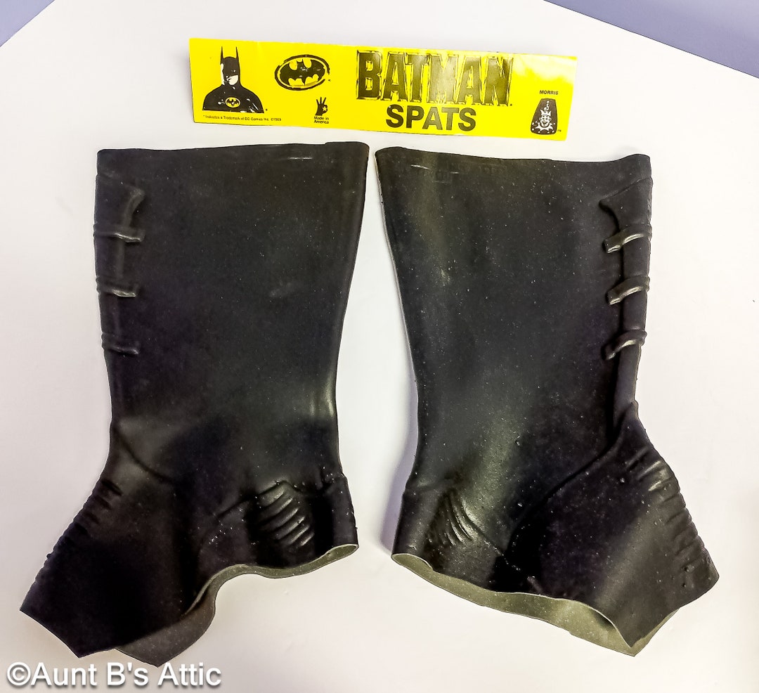 Batman Boot Spats Official Vintage 1989 Black Latex Costume Boot Tops ...
