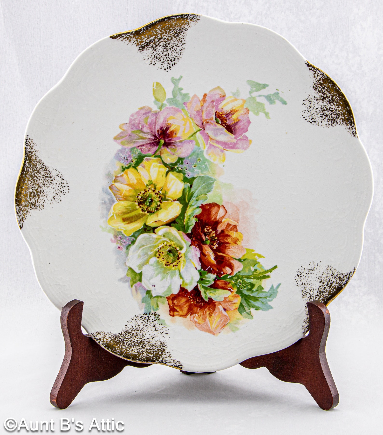 Vintage 1920s Smith Phillips Floral Plate: Gold Accent Porcelain Decor ...