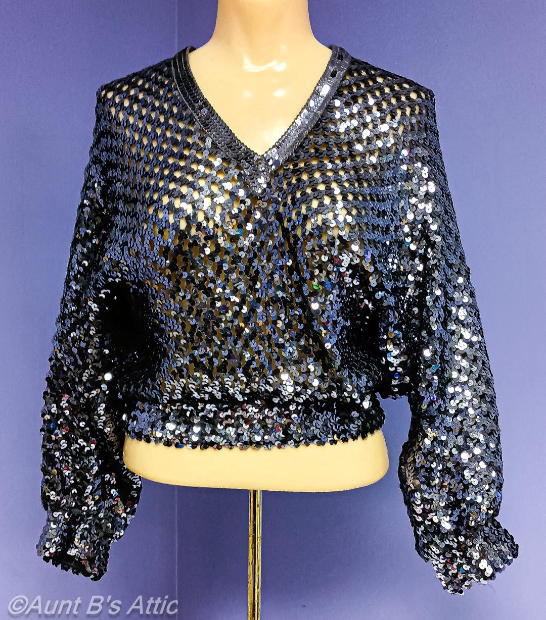 Vintage 80s Sequin Batwing Sweater, Harry Acton Disco Knit - Etsy
