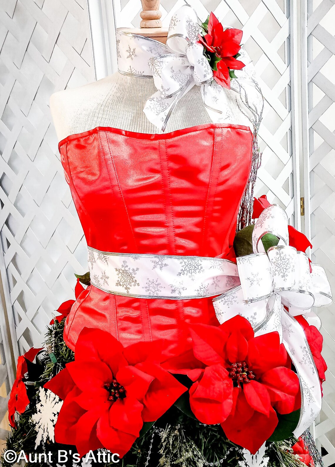 Handmade Lighted Dress Form Christmas Tree: Red Poinsettia & Corset ...