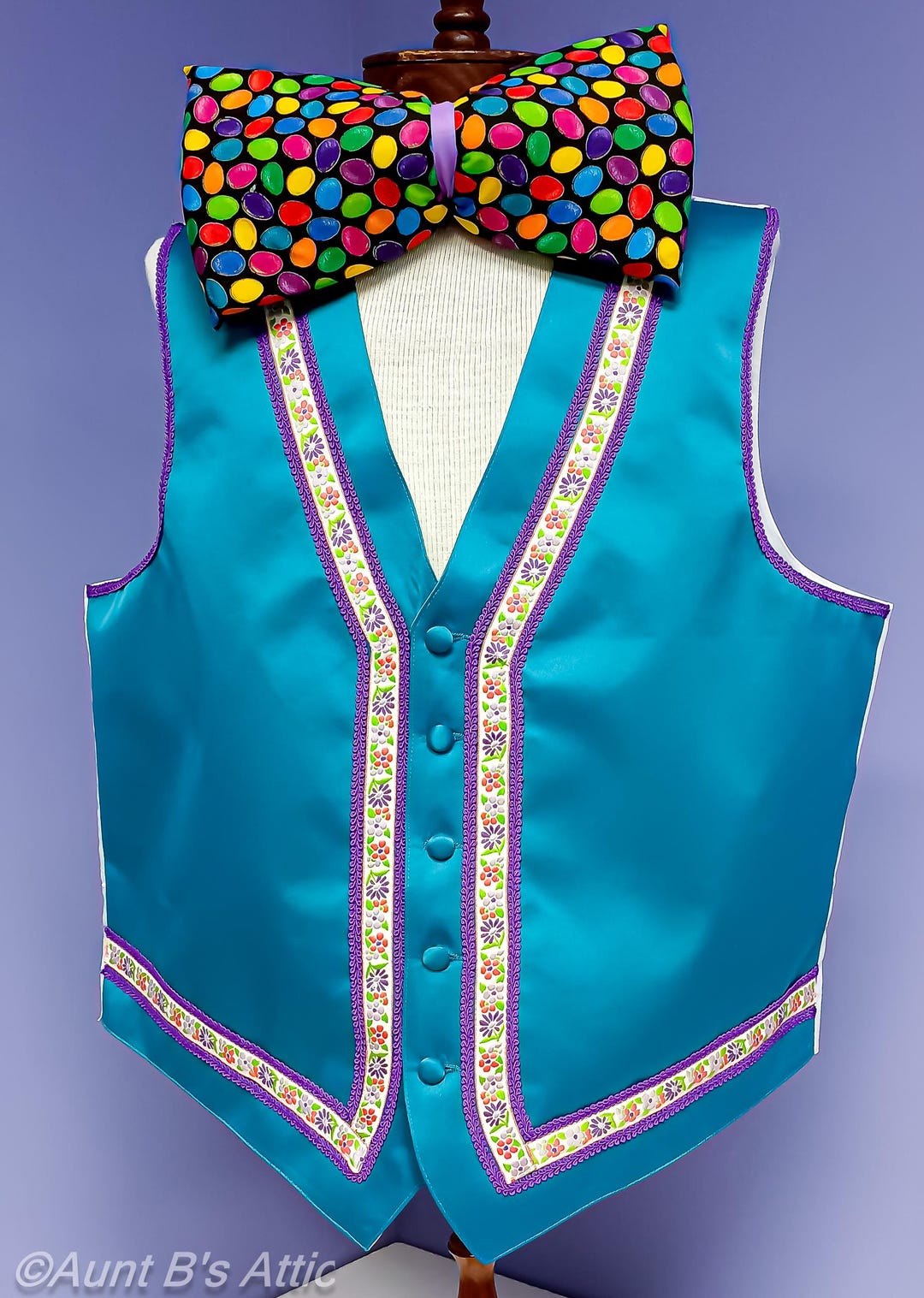 Easter Bunny Vest and Tie Jade Green Full Back Hand Decorated Mascot ...
