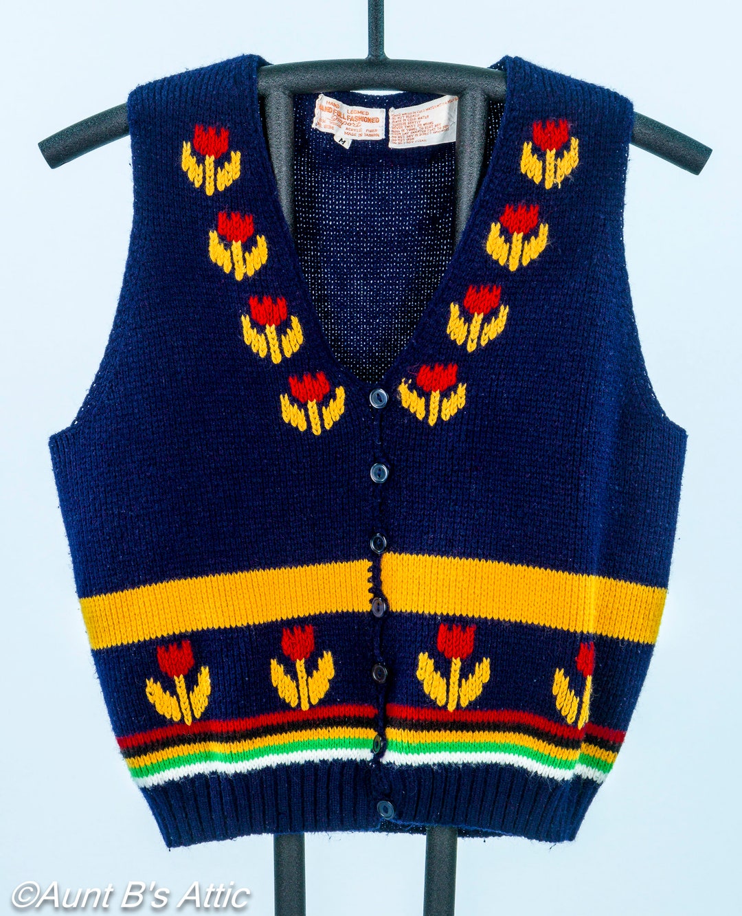 Child Sweater Vest Vintage 60's Childs Hand Loomed Navy Blue Tulip ...