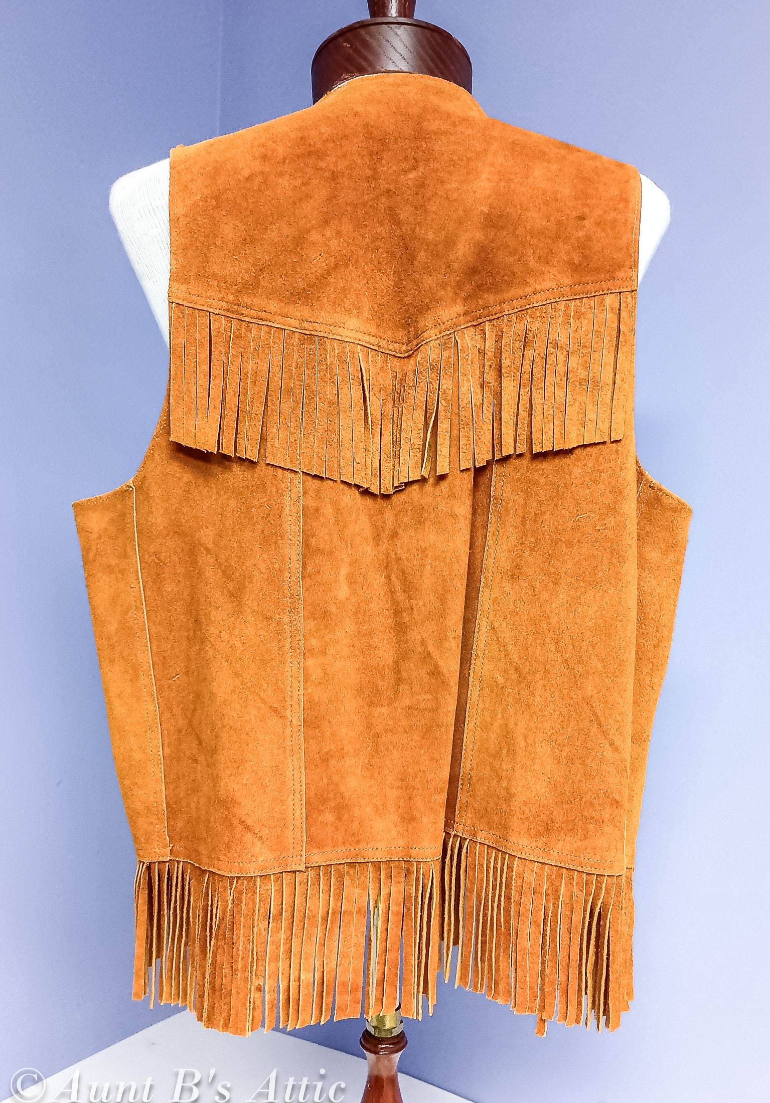 Vest Western Style Mexican Made Suede Leather Tie Front Fringed Cowboy ...