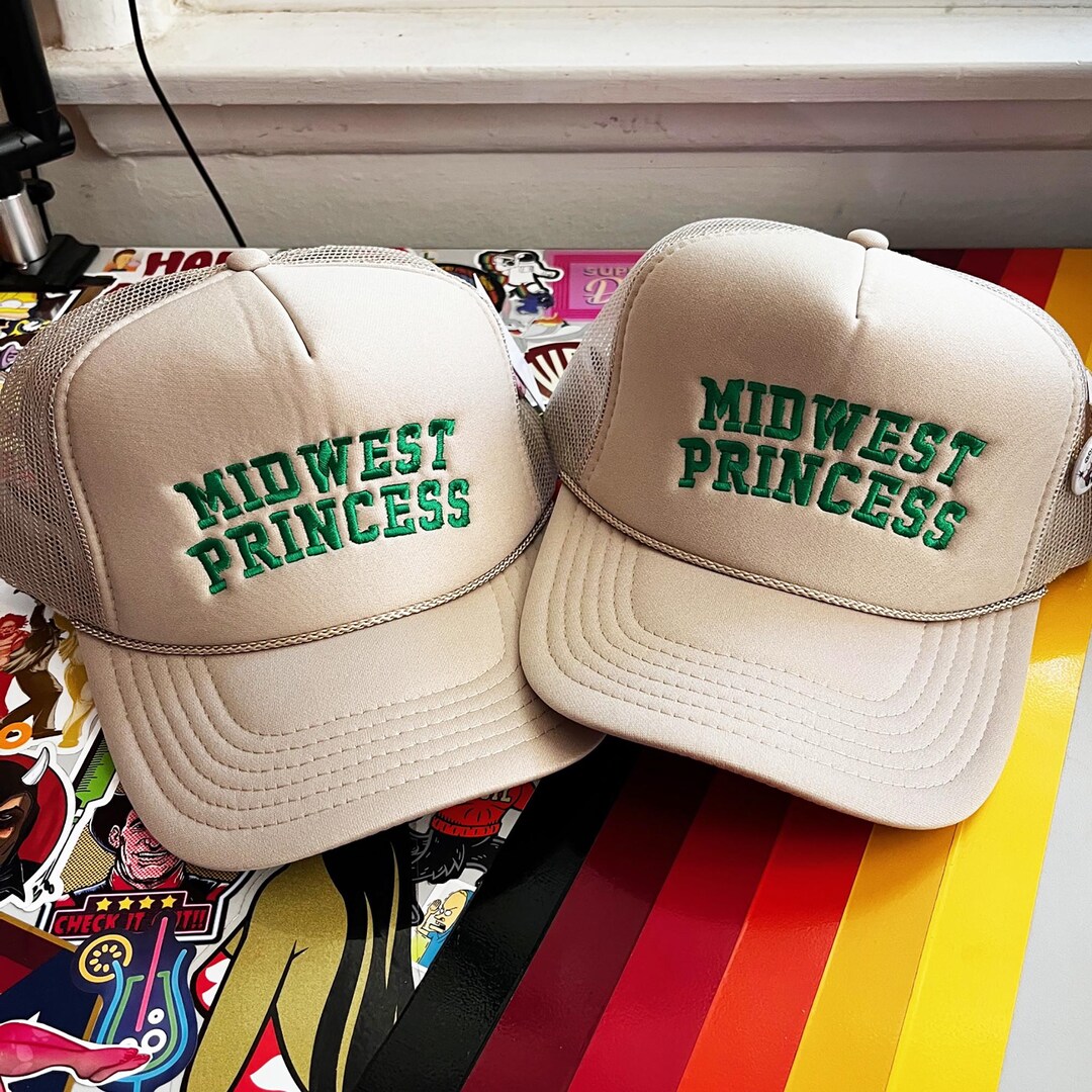 Midwest Princess Embroidered Puffy Tan Trucker Hat - Etsy