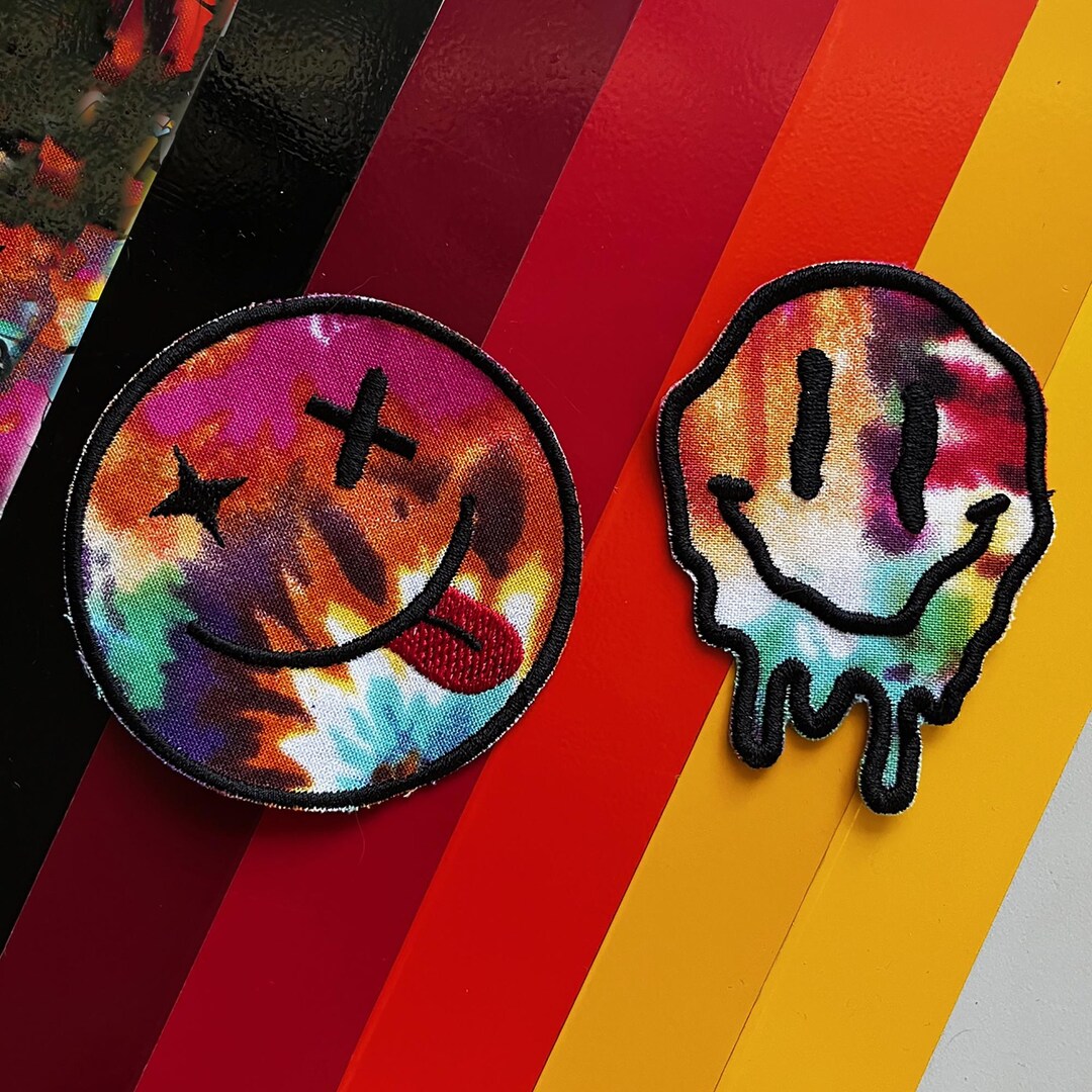 Tie-dye Smiley Face Patches - Etsy