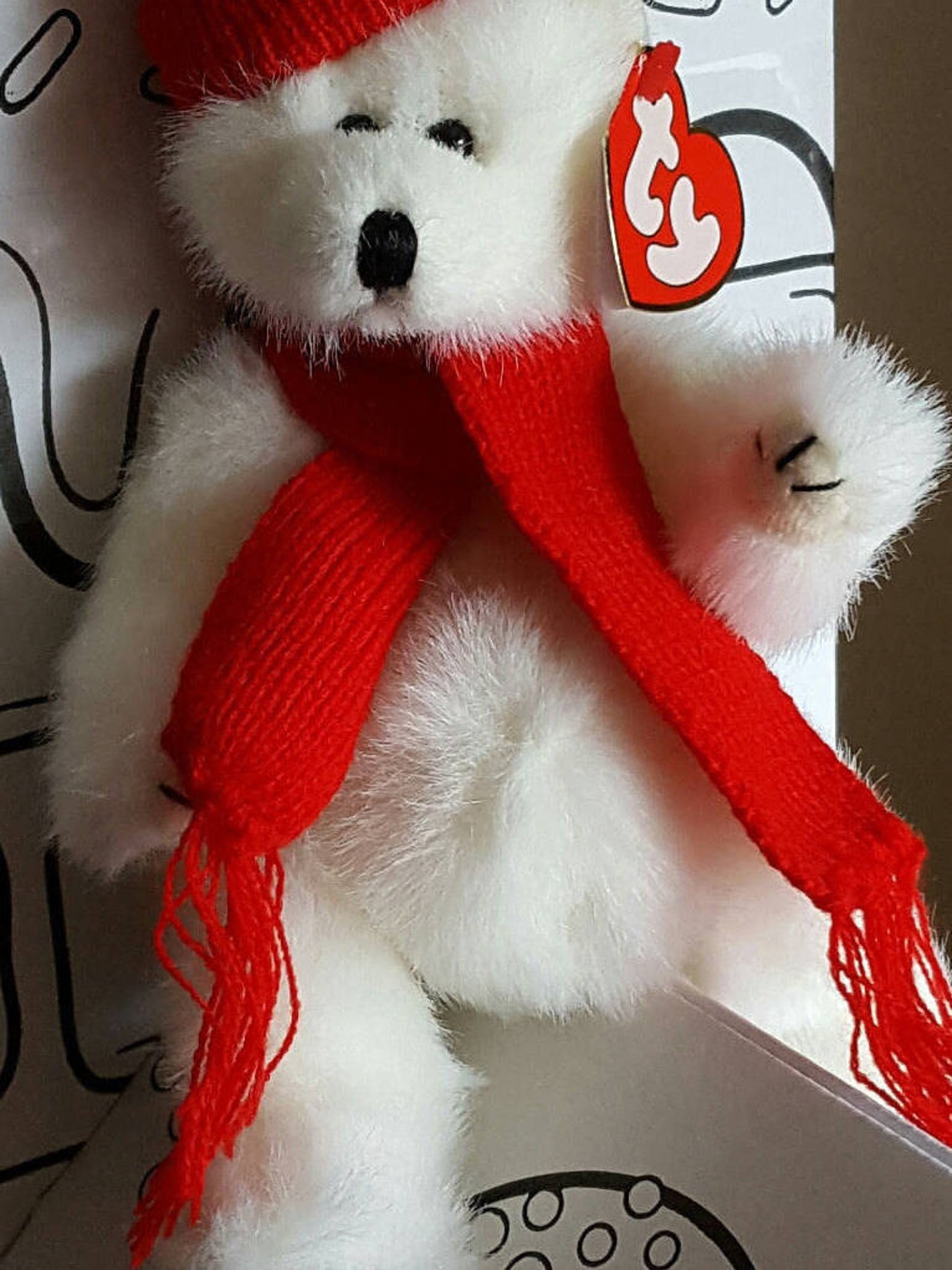 Vintage Peppermint TY Beanie Bear Retired TY Bear Peppermint Bear ...