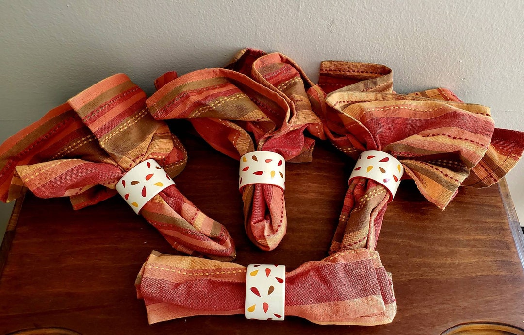 Retro Napkin Holders and Napkins Fall Napkins Fall Napkin Rings Autumn ...