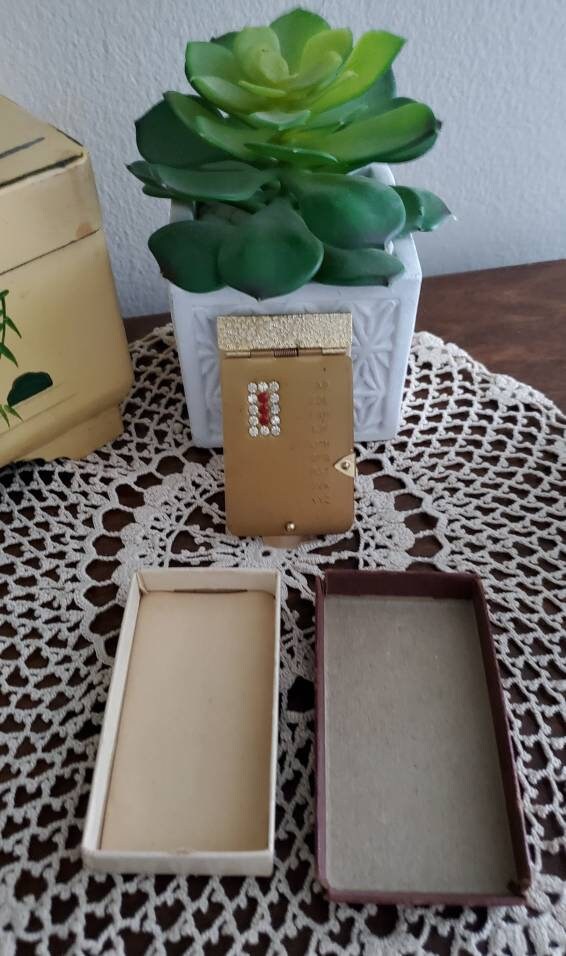 Vintage Red and White Rhinestone Flip Address Book Pop-up Phone Number ...