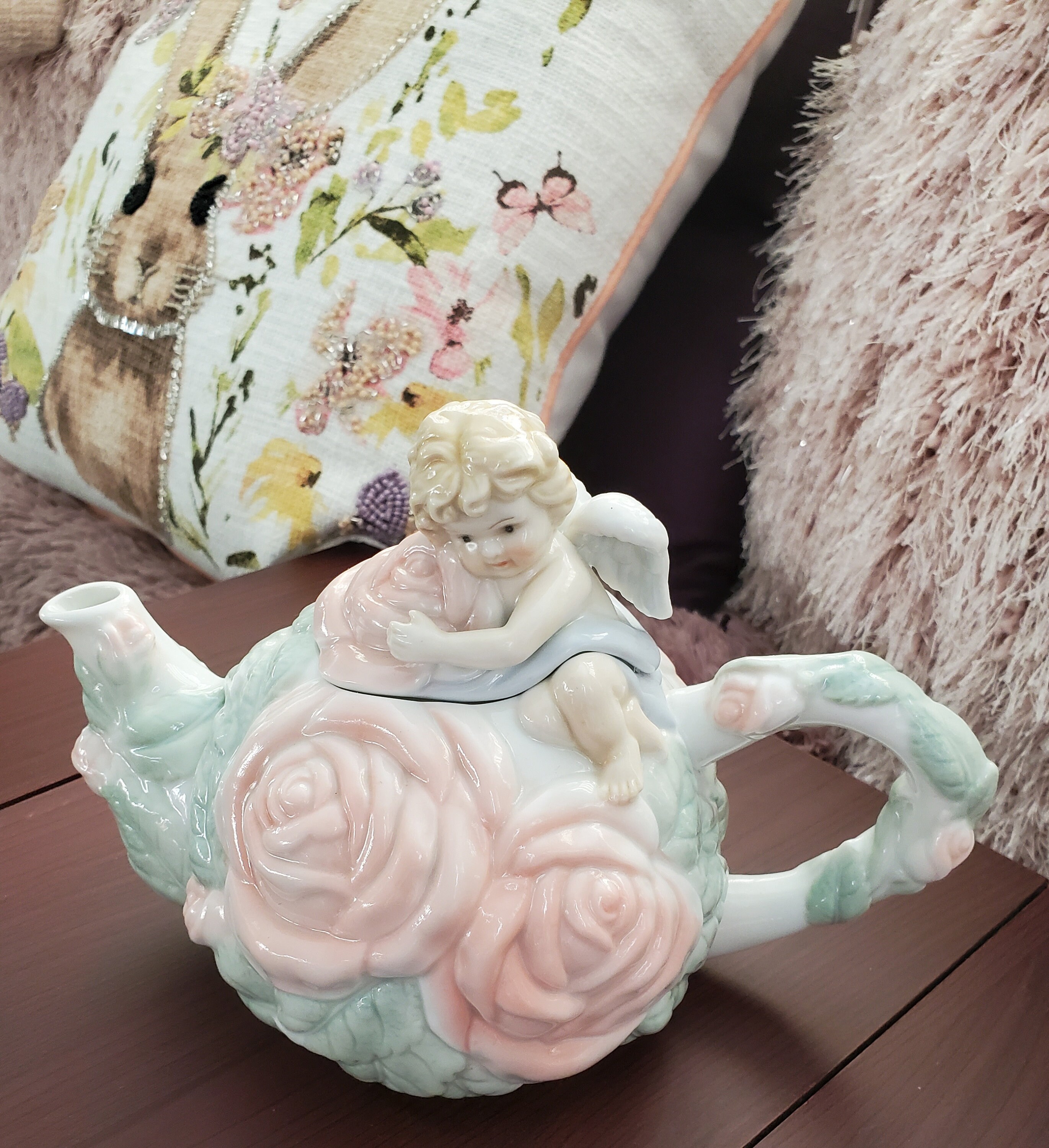 Vintage Avon Angel Teapot Cherub Avon Teapot Rose and Angel Teapot Avon ...