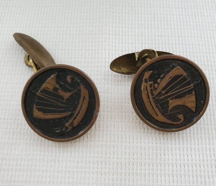Vintage Chain Link Cufflinks 1930s Cufflinks Ancient Chinese Junk Ship ...