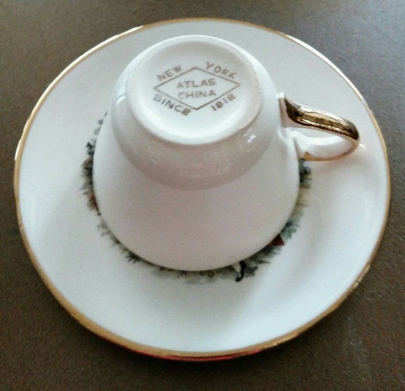 Three Atlas China Cups and Saucers Expresso Cups 22KT Gold Painted ...