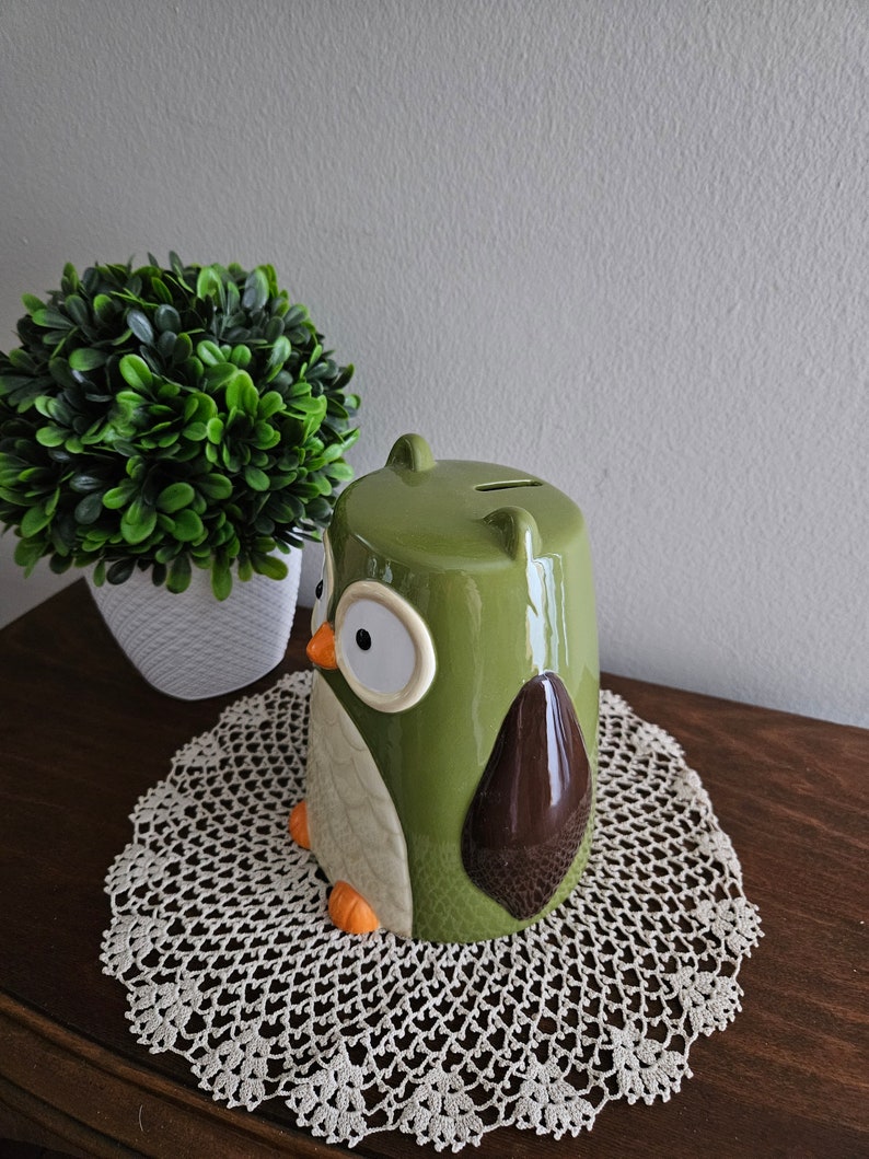Vintage Green Owl Bank Ceramic Owl Bank TAG Owl Decor Gift for Her Owl ...