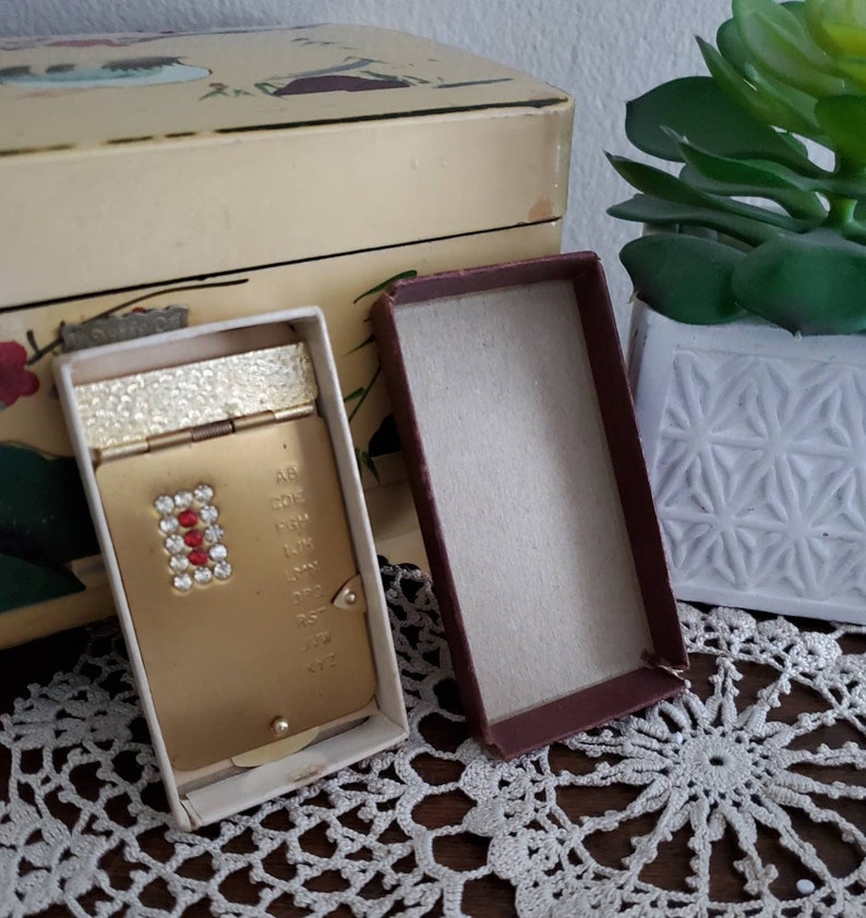 Vintage Red and White Rhinestone Flip Address Book Pop-up Phone Number ...