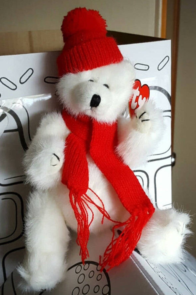 Vintage Peppermint TY Beanie Bear Retired TY Bear Peppermint Bear ...
