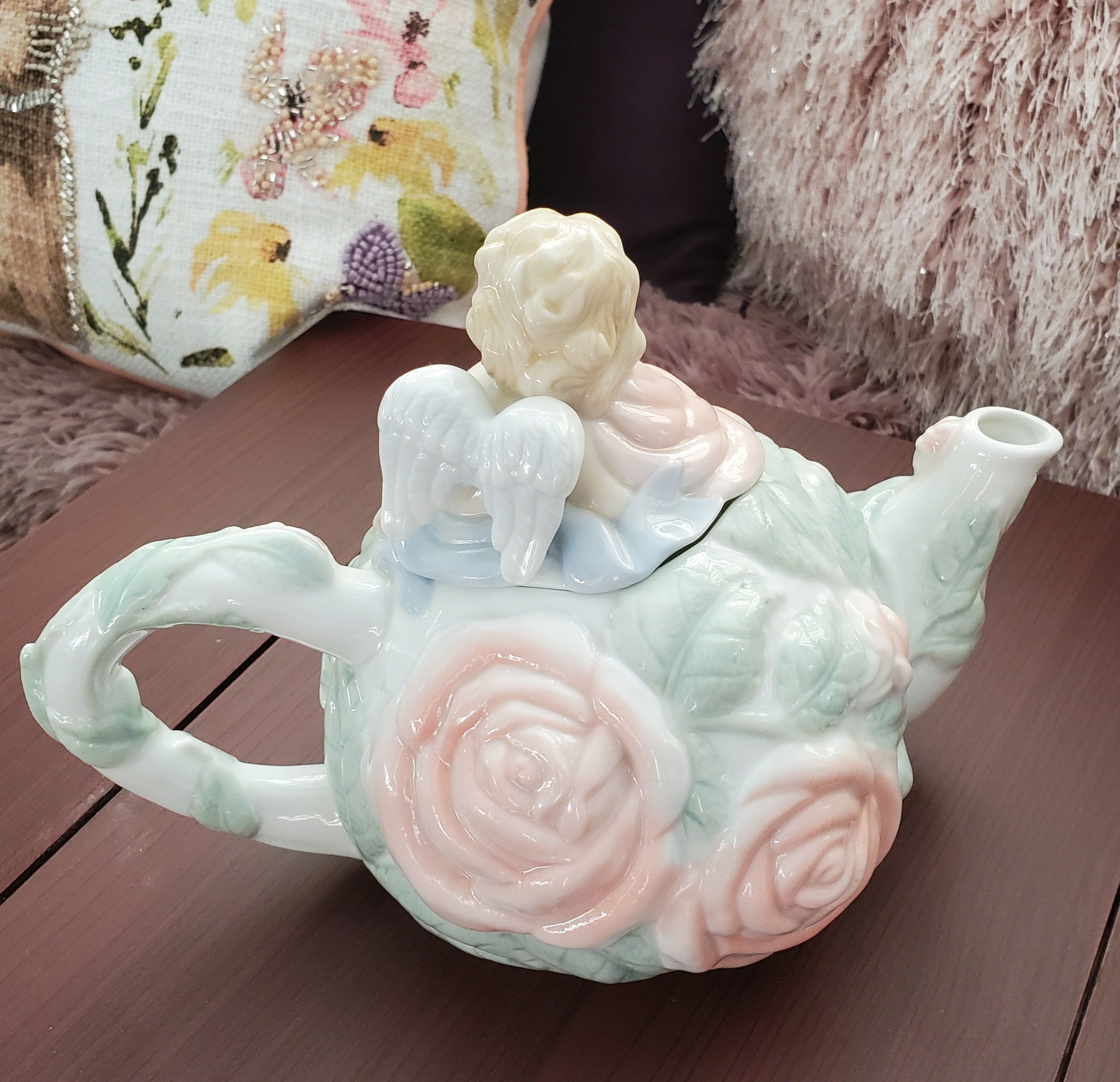 Vintage Avon Angel Teapot Cherub Avon Teapot Rose and Angel - Etsy