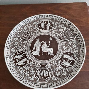 Spode Salad Plate Brown Greek Key & People salad Plate - Etsy