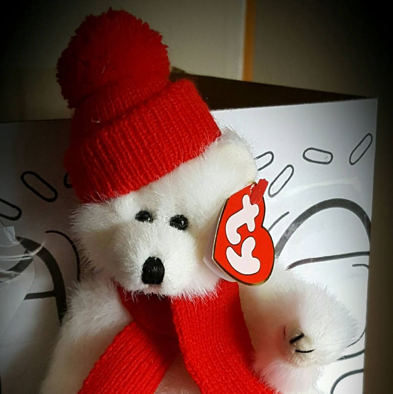 Vintage Peppermint TY Beanie Bear Retired TY Bear Peppermint Bear ...
