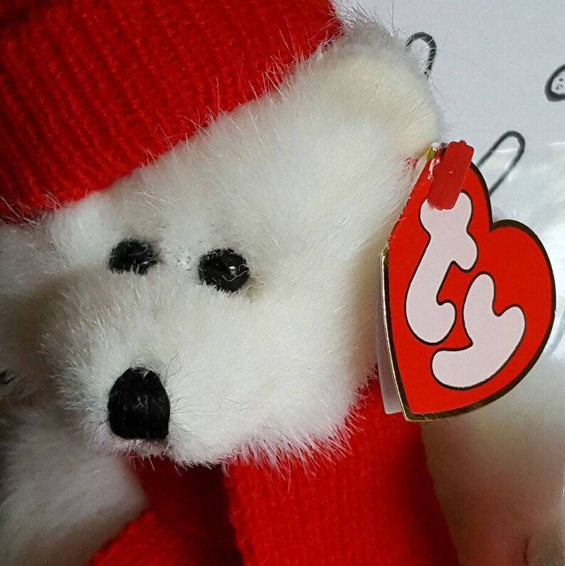 Vintage Peppermint TY Beanie Bear Retired TY Bear Peppermint Bear ...