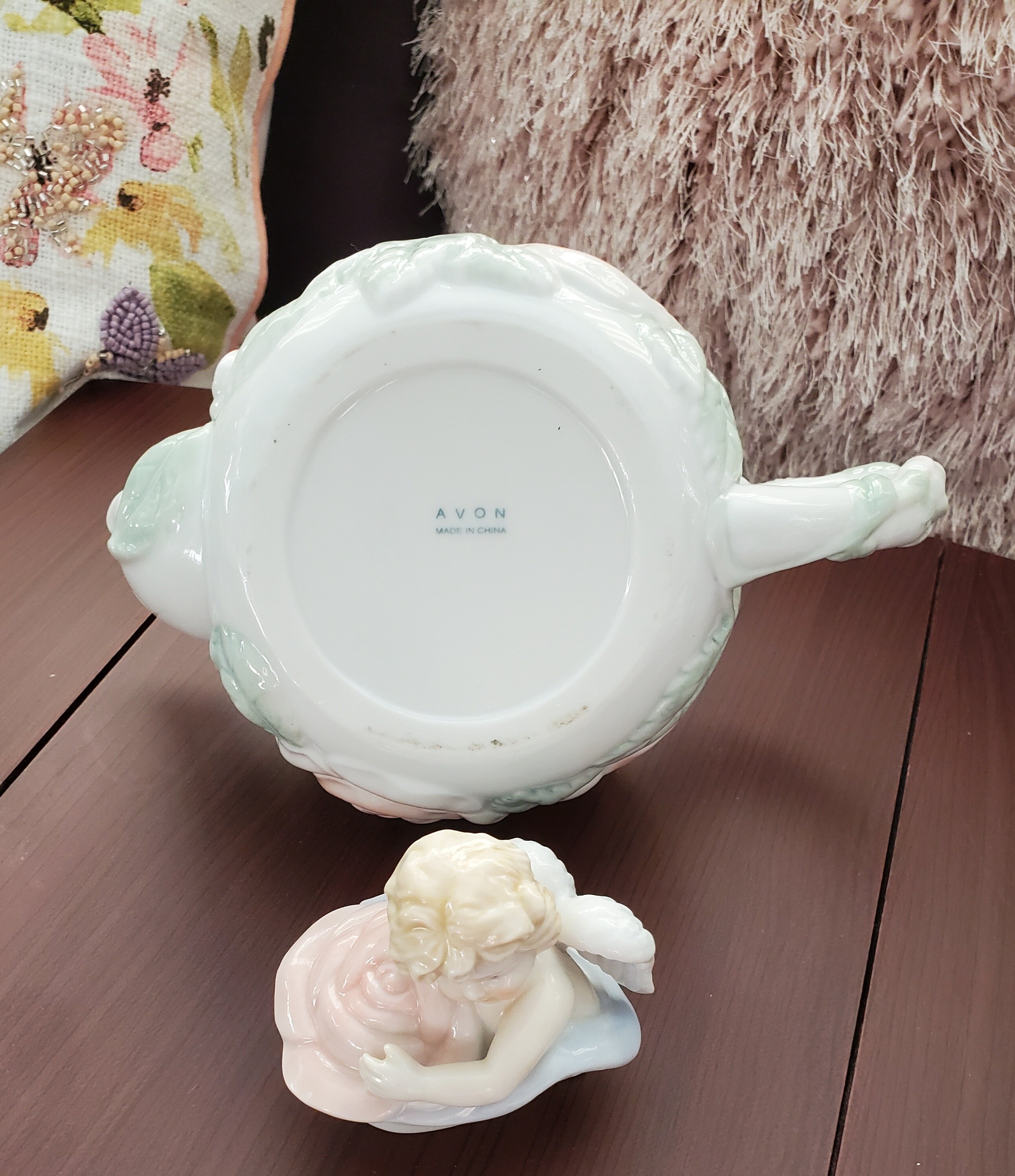 Vintage Avon Angel Teapot Cherub Avon Teapot Rose and Angel Teapot Avon ...