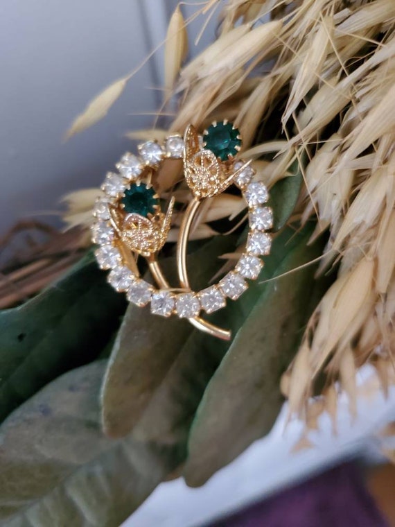 Vintage rhinestone brooch, retro - Gem