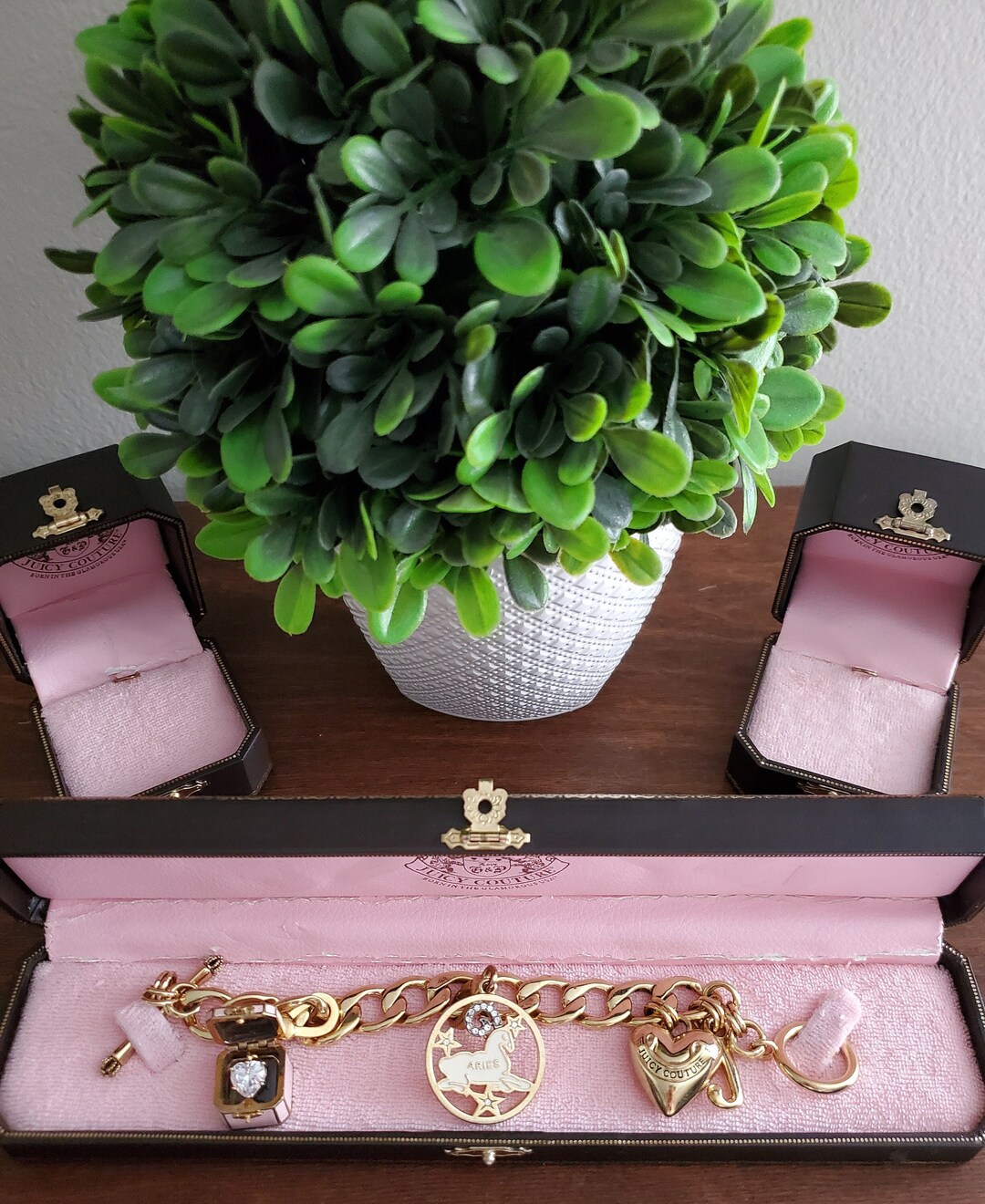 Vintage Juicy Couture Charm Bracelet With Diamond Gem Charm Box Charm ...
