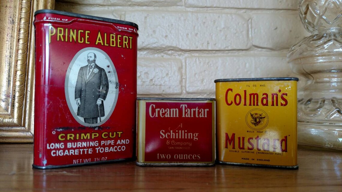 Prince Albert Tin Vintage Tobacco Tin Vintage Mustard Tins Red Tobacco ...