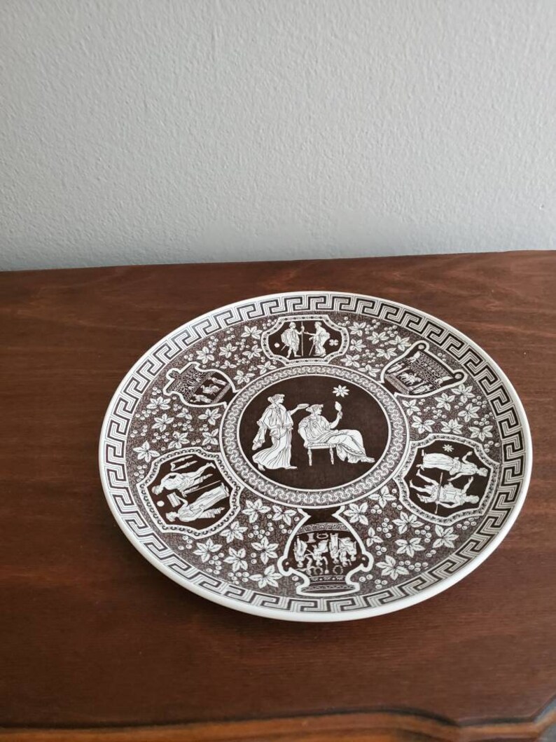 Spode Salad Plate Brown Greek Key & People salad Plate - Etsy