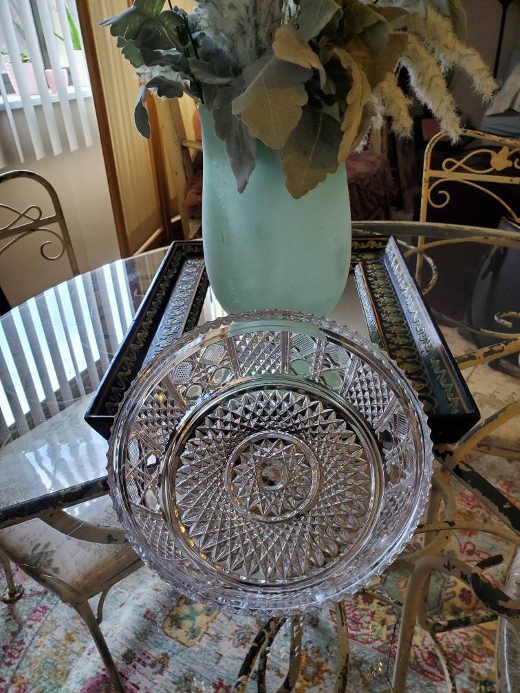 Vintage Crystal Glass Bowl Crystal Salad Bowl Glass Salad Bowl Crystal ...
