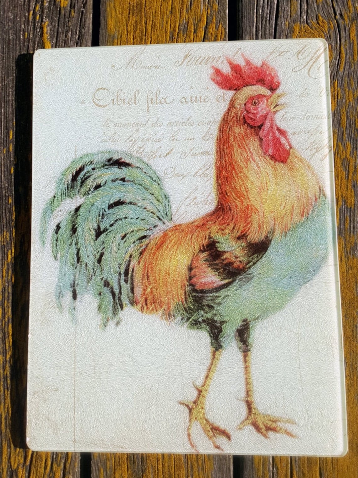 Rooster Tempered Glass Cutting Board - Etsy