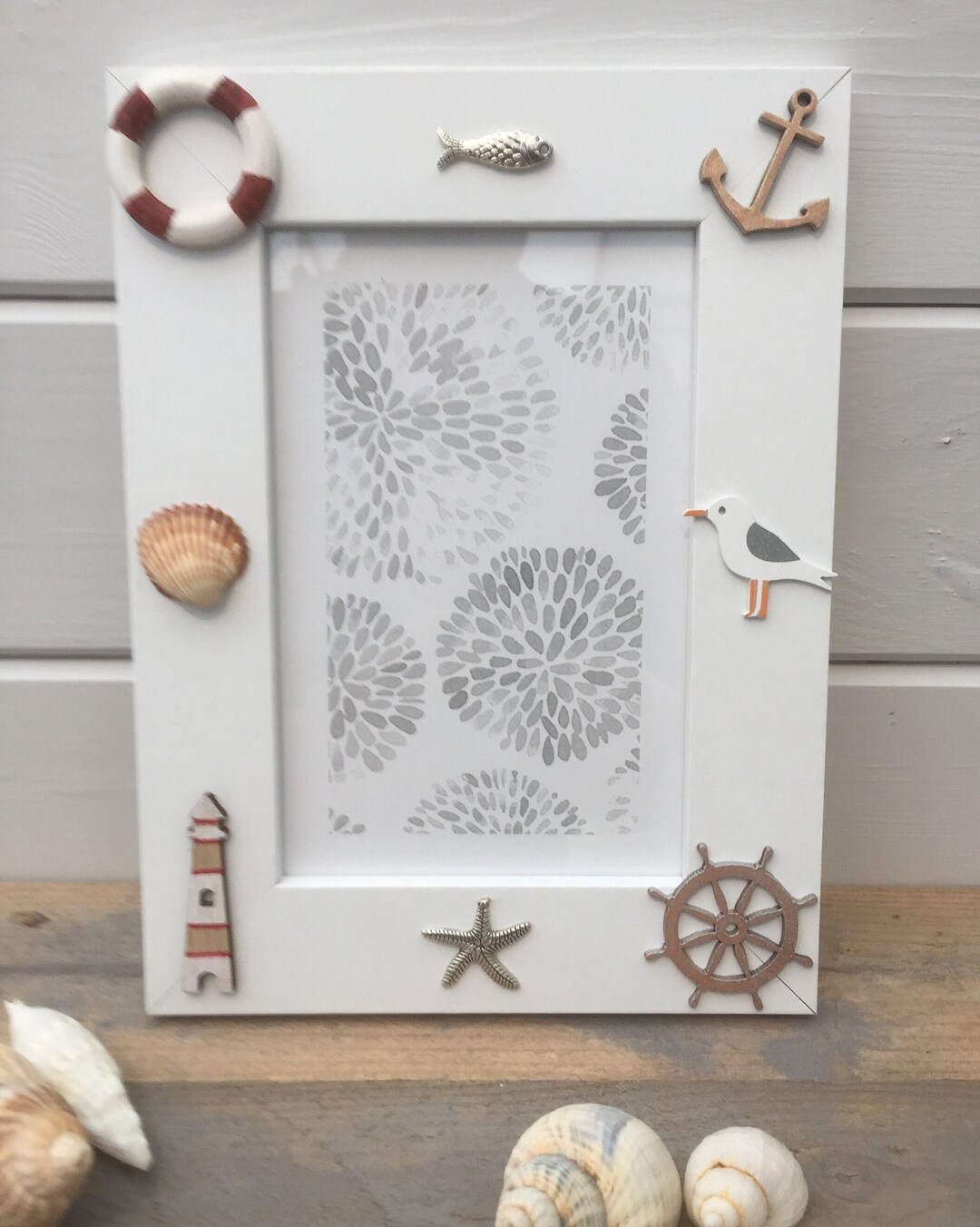 Seaside Photo Frames-beach Photo Frame-anchor & Ships Wheel-hand Made ...