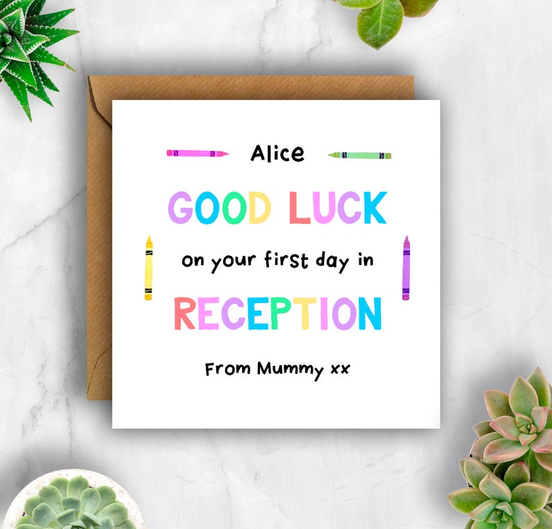 Personalised Good Luck on Your First Day in Reception Card - Etsy