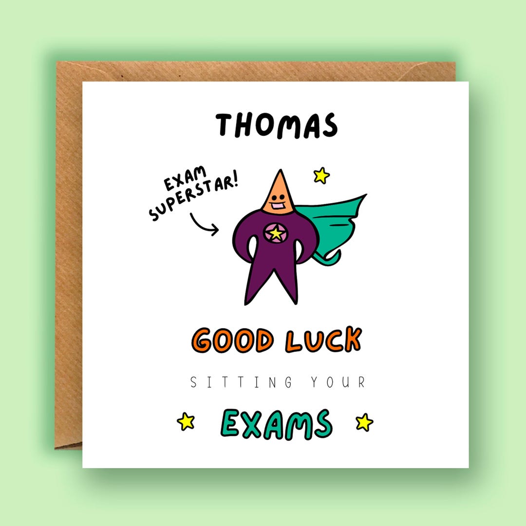 Personalised Exam Superstar Good Luck Exams Card, Card for Exams, Good ...