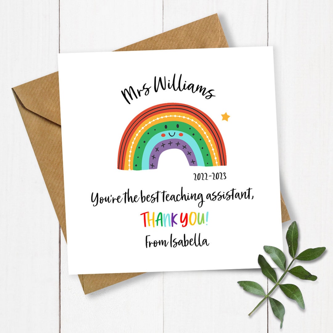 Rainbow & Star Teaching Assistant Personalised Card, Support Assistant ...