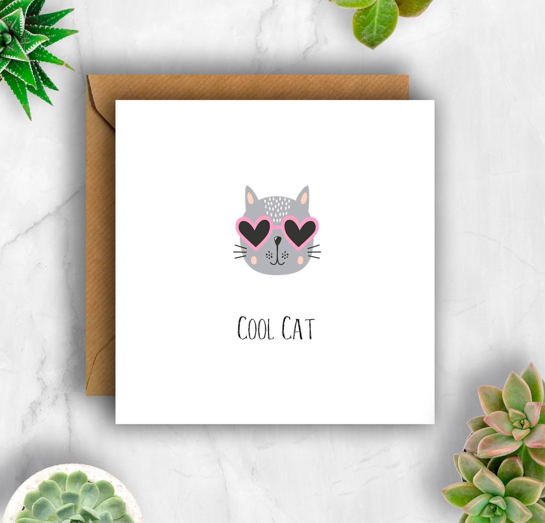 Cool Cat Card Birthday Card Card for Birthday Well Done - Etsy
