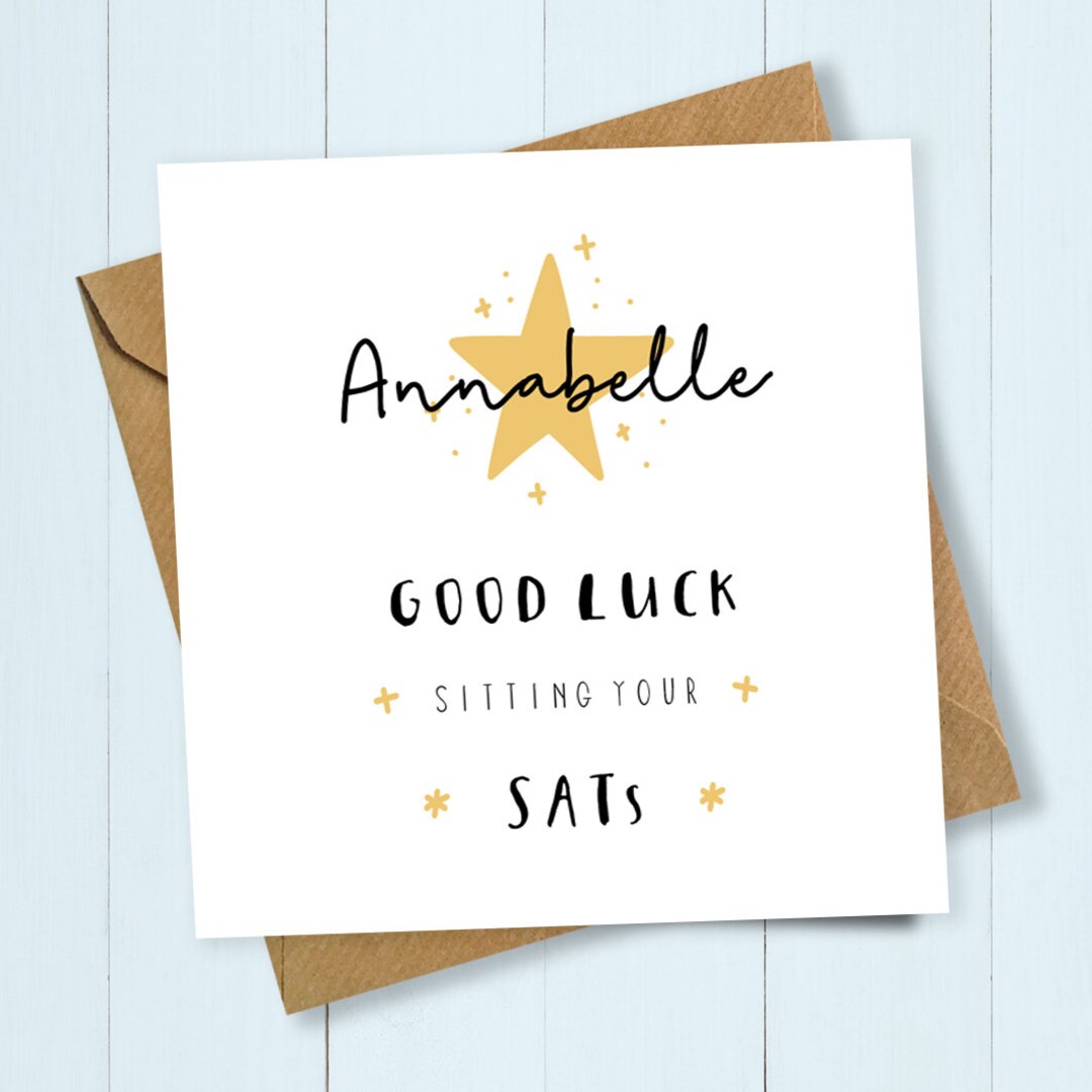 Personalised Gold Star Good Luck Sitting Your Sats Card, Card for Sats ...
