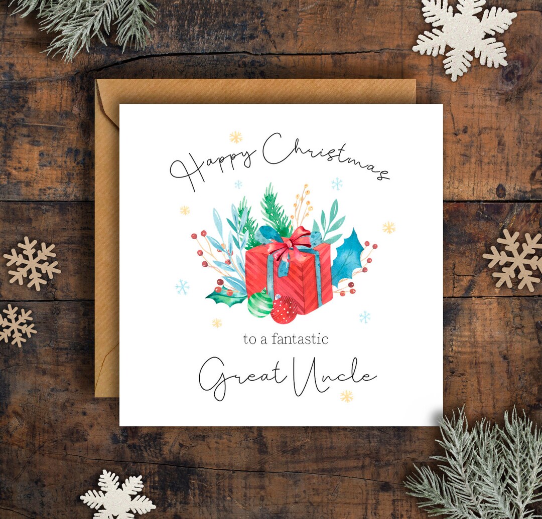 Present Happy Christmas Great Uncle Card, Great Uncle Christmas Card ...