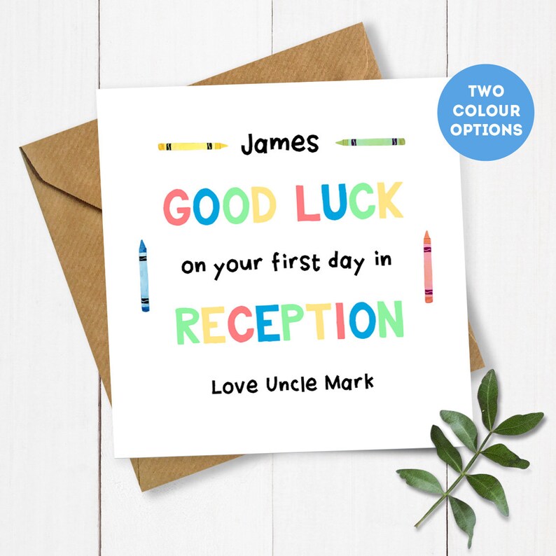 Personalised Good Luck on Your First Day in Reception Card - Etsy