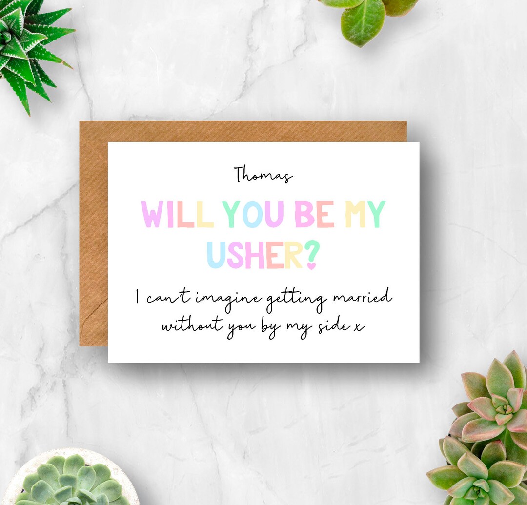 Personalised Rainbow Will You Be My Usher Card, Ask Usher Card ...