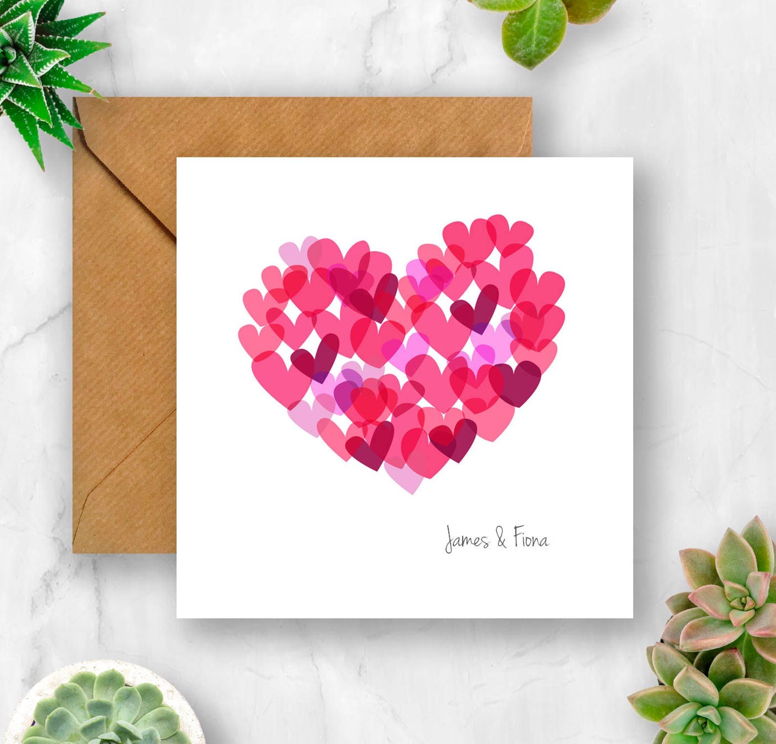 Personalised Multi Heart Card Wedding Card. Anniversary Card - Etsy