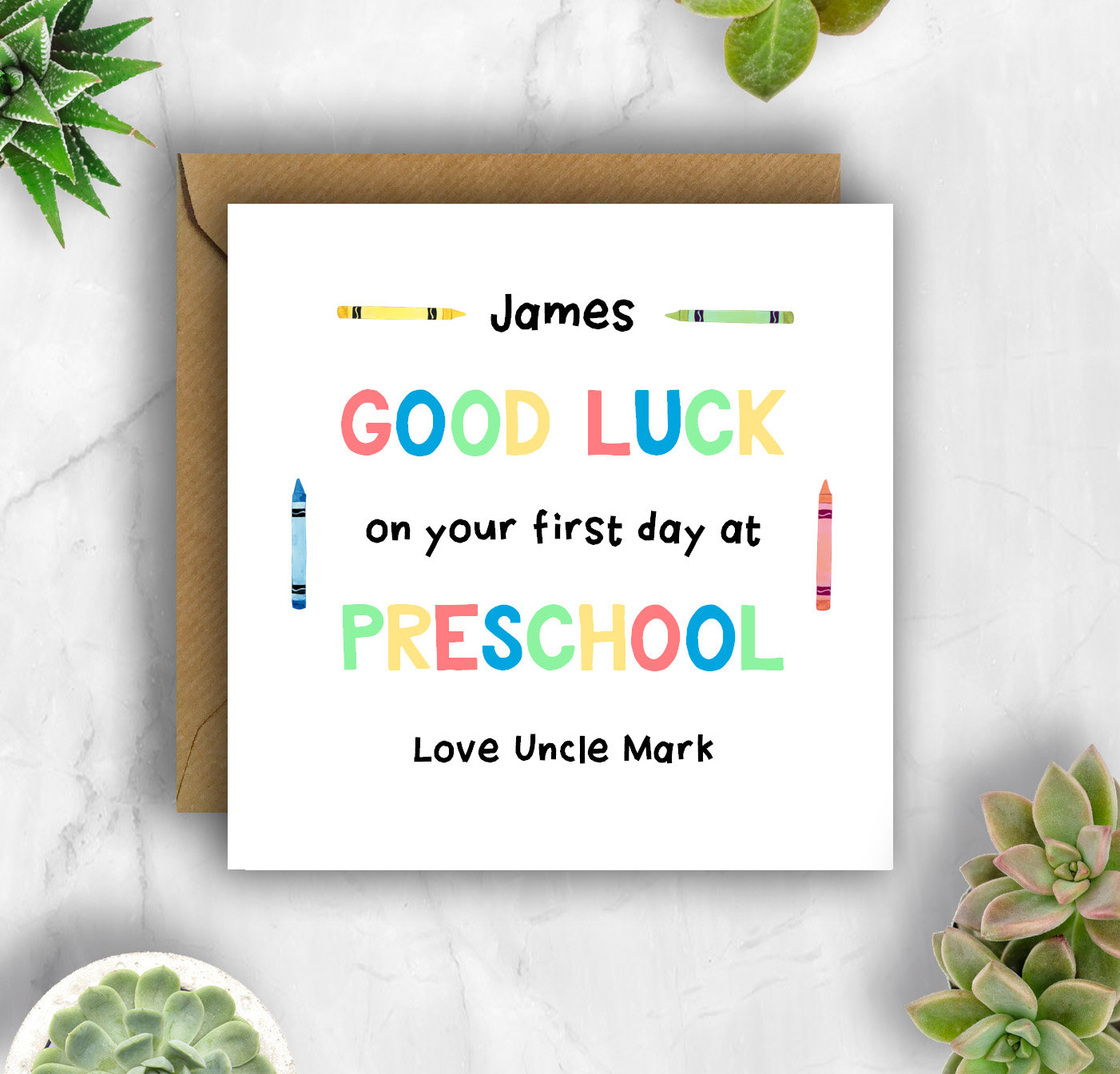 Personalised Good Luck on Your First Day in Preschool Card, First Day ...