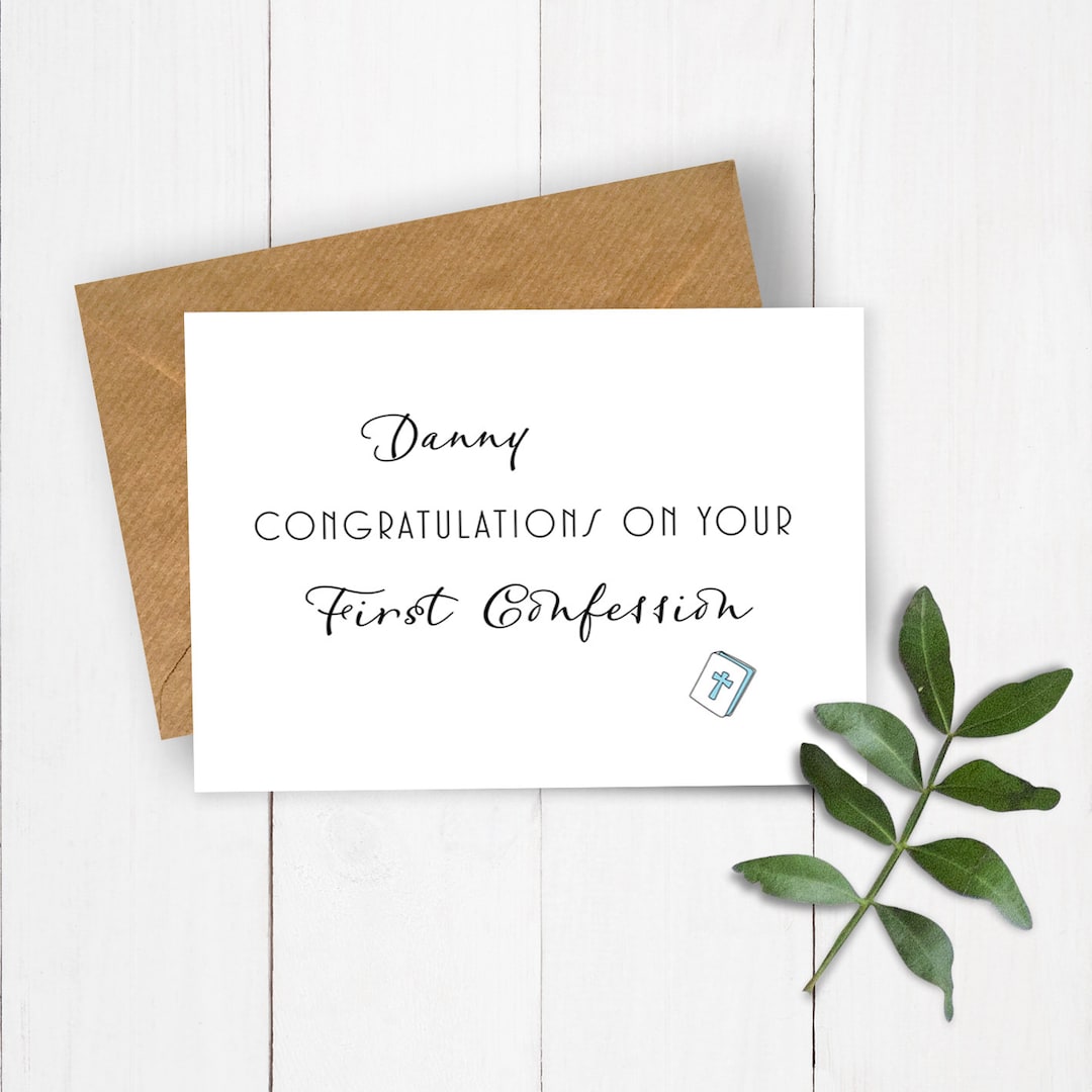 Personalised Bible Congratulations on Your First Confession Card ...